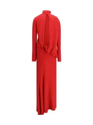 Magda Butrym Long Open-back Dress With High Neck - Red
