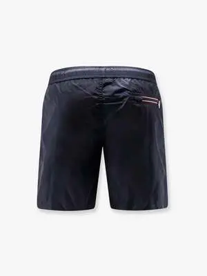 Moncler Nylon Swim Trunks With Logo Patch And Zip Pocket - Multicolor