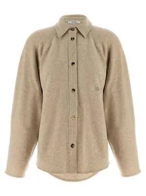 Max Mara Ceci Mélange Stretch Cashmere Flannel Overshirt - Cream