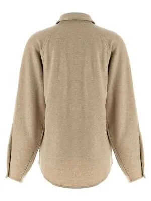 Max Mara Ceci Mélange Stretch Cashmere Flannel Overshirt - Cream