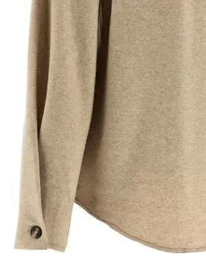 Max Mara Ceci Mélange Stretch Cashmere Flannel Overshirt - Cream