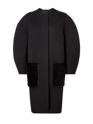 Fendi Double Wool Overcoat With Sheepskin Pockets - Multicolor