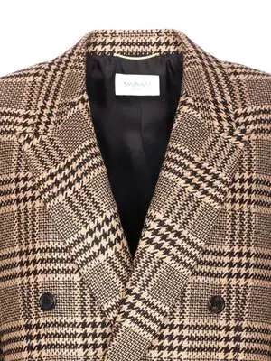 Saint Laurent Double-breasted Peak Lapel Blazer With Checked Pattern - Multicolor