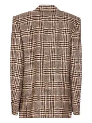 Saint Laurent Double-breasted Peak Lapel Blazer With Checked Pattern - Multicolor