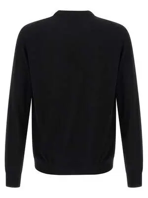 Fendi Wool Sweater With Embossed Ff Logo Pocket - Black