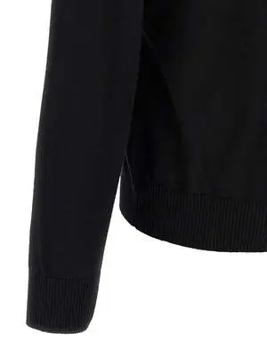 Fendi Wool Sweater With Embossed Ff Logo Pocket - Black