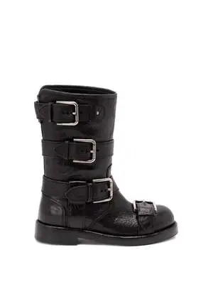 Dolce & Gabbana Black Leather Buckled Ankle Boots