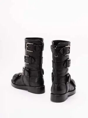 Dolce & Gabbana Black Leather Buckled Ankle Boots