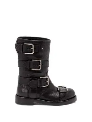 Dolce & Gabbana Black Leather Buckled Ankle Boots - Multicolor