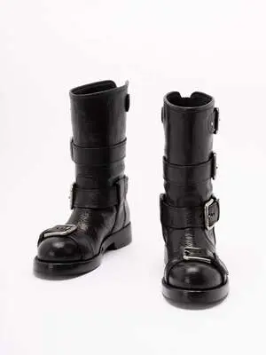 Dolce & Gabbana Black Leather Buckled Ankle Boots - Multicolor