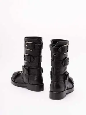 Dolce & Gabbana Black Leather Buckled Ankle Boots - Multicolor