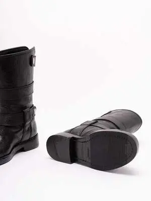 Dolce & Gabbana Black Leather Buckled Ankle Boots - Multicolor