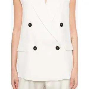 Max Mara Off- Sleeveless Double-breasted Waistcoat