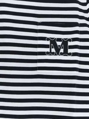 Max Mara Cotton T-shirt With Embroidered Logo Pocket - Multicolor