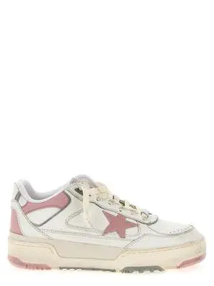 GOLDEN GOOSE Forty2" Distressed Leather Sneakers With Star Detail - Pink
