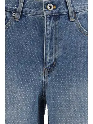 SELF-PORTRAIT Straight-leg Jeans With All-over Rhinestones