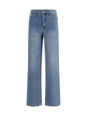 SELF-PORTRAIT Straight-leg Jeans With All-over Rhinestones - Blue