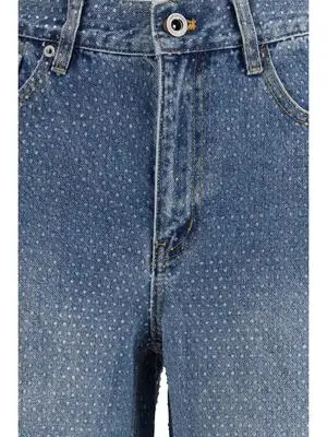 SELF-PORTRAIT Straight-leg Jeans With All-over Rhinestones - Blue