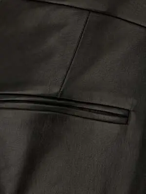 Alberta Ferretti Black Leather Straight-leg Trousers