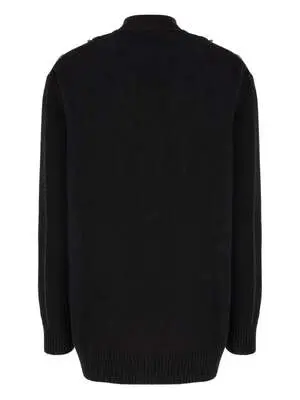 Alberta Ferretti Black Woolmix Crystal Embellished Cardigan