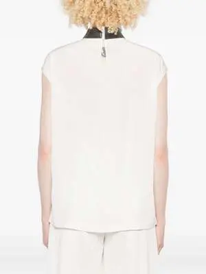 Brunello Cucinelli Silk Sleeveless Turtleneck Blouse