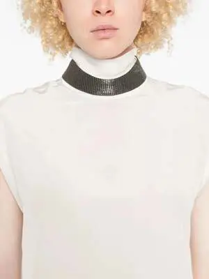 Brunello Cucinelli Silk Sleeveless Turtleneck Blouse