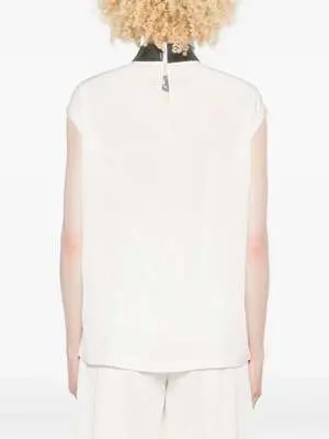 Brunello Cucinelli Silk Sleeveless Turtleneck Blouse
