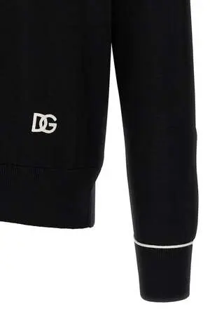Dolce & Gabbana Fine Wool Crewneck Sweater With Embroidered Logo