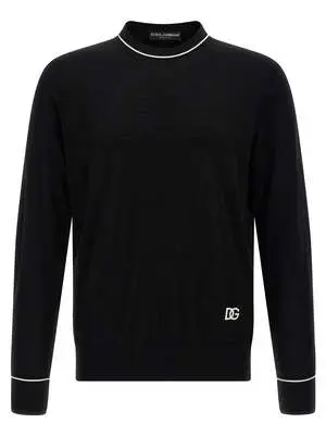 Dolce & Gabbana Fine Wool Crewneck Sweater With Embroidered Logo