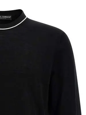 Dolce & Gabbana Fine Wool Crewneck Sweater With Embroidered Logo