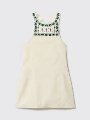 Miu Miu Embellished Cotton Dress - Cream