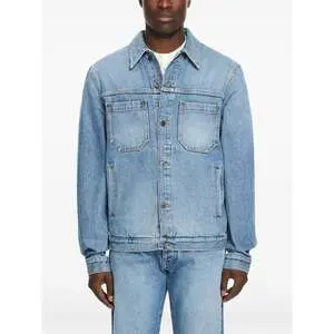 Off-White Light Medium Denim Jacket With Half Arrow Motif - Blue