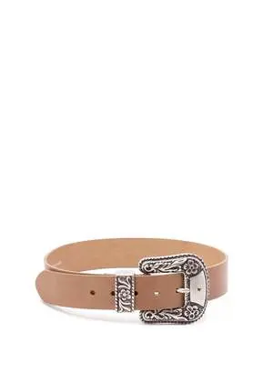 GOLDEN GOOSE Leather Belt With Floral-embossed Buckle - Multicolor