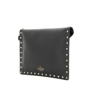 Valentino Garavani Rockstud Embellished Leather Clutch Bag - Black
