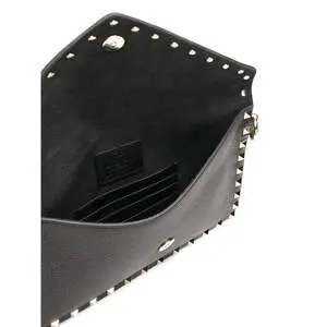Valentino Garavani Rockstud Embellished Leather Clutch Bag - Black