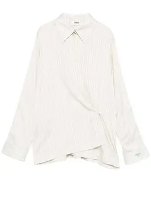 Fendi Silk Striped Wrap Shirt
