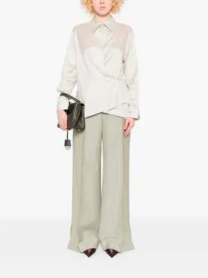 Fendi Silk Striped Wrap Shirt