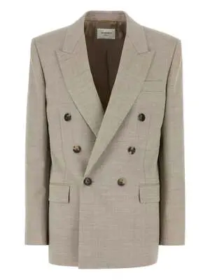 Saint Laurent Double-breasted Wool Blazer - Multicolor