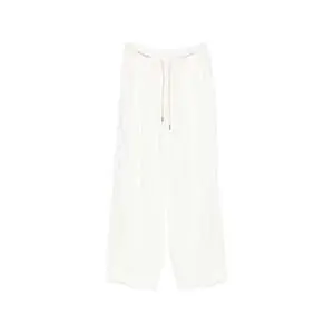 Herno Linen Viscose Drawstring Straight Leg Trousers - White