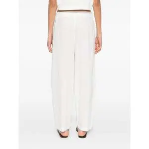 Herno Linen Viscose Drawstring Straight Leg Trousers - White