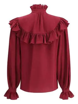 Saint Laurent Silk Blouse With Ruffle Detail