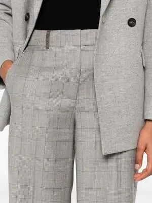Peserico Wool Plaid Wide Leg Pants