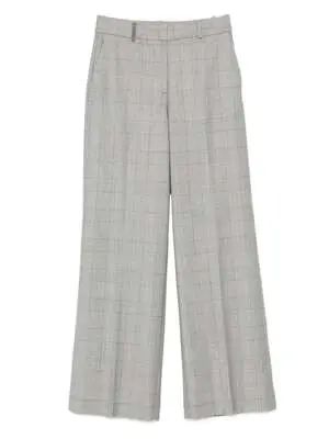 Peserico Wool Plaid Wide Leg Pants - Multicolor