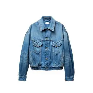 Versace Denim Jacket With Embossed Logo And Medusa Hardware - Blue