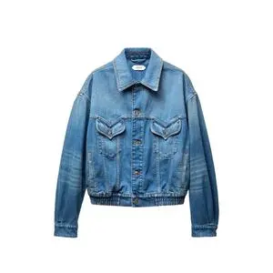 Versace Denim Jacket With Embossed Logo And Medusa Hardware - Blue