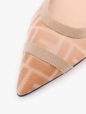 Fendi Colibrì Leather And Mesh Slingback With Ff Motif - Multicolor