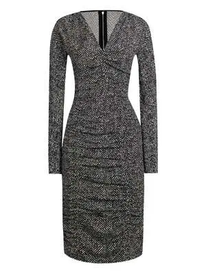 Dolce & Gabbana Chevron Ruched Silk Dress