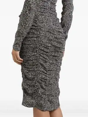 Dolce & Gabbana Chevron Ruched Silk Dress