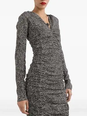 Dolce & Gabbana Chevron Ruched Silk Dress