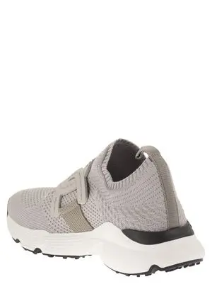 TOD'S Kate Technical Knit Sneakers With Chain Detail - Gray
